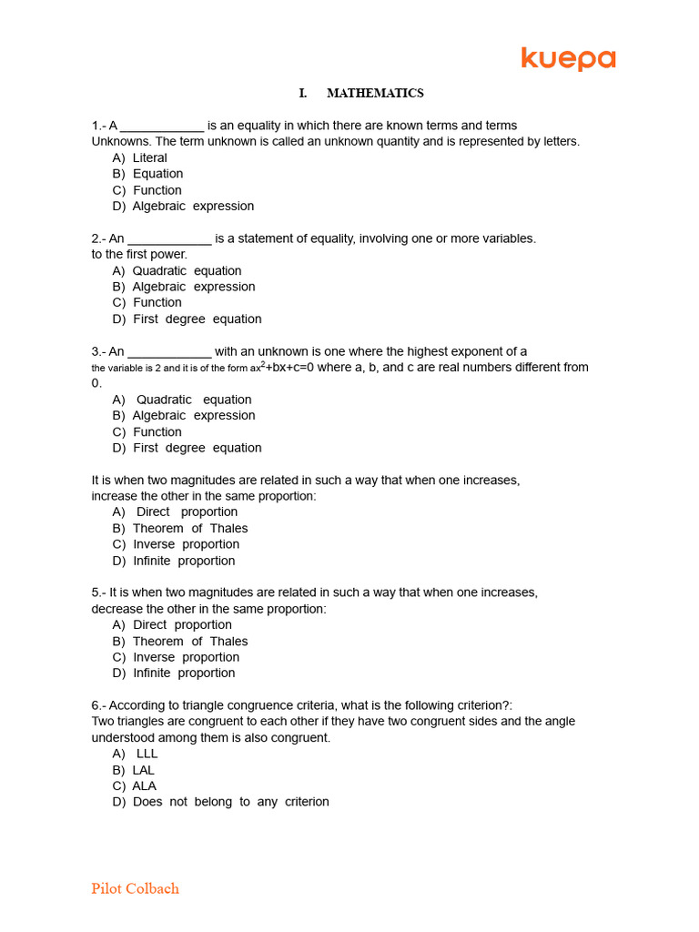 EXACER Pilot Exam | PDF | Reason | A Priori And A Posteriori