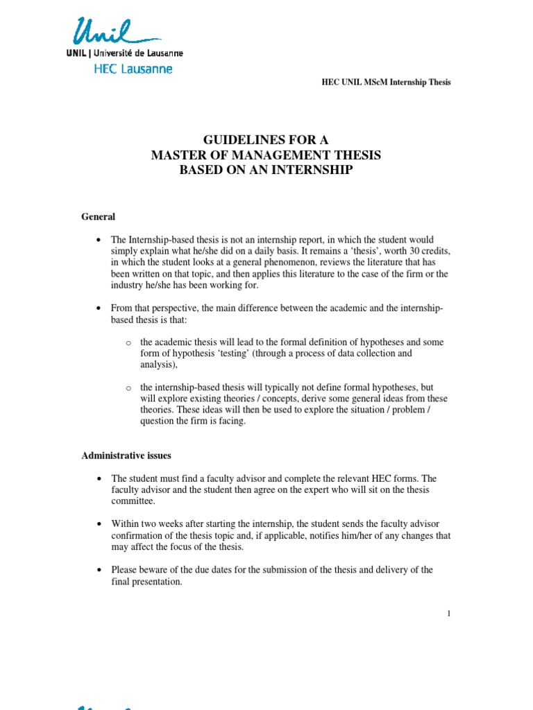 Internship Thesis Guidelines MSCM | PDF | Thesis | Internship