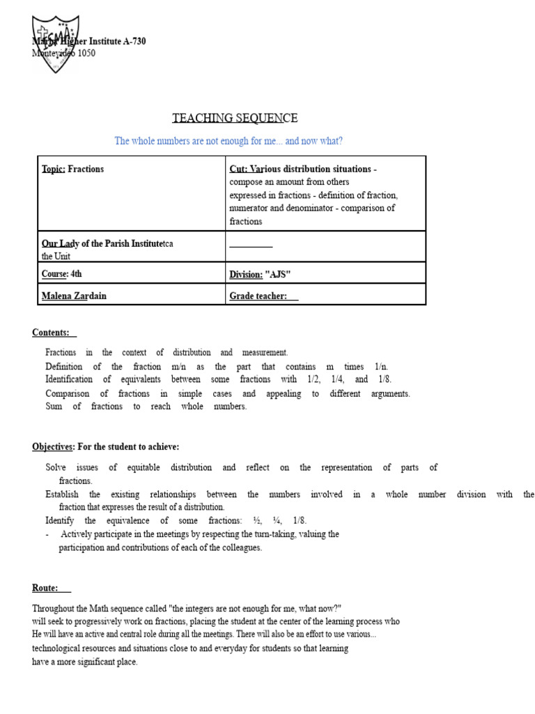 Didactic Sequence - Mathematics | PDF | Mathematics