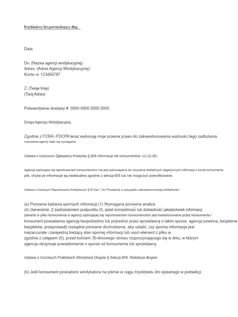 Fcra Section 609 I 605 Letter | PDF