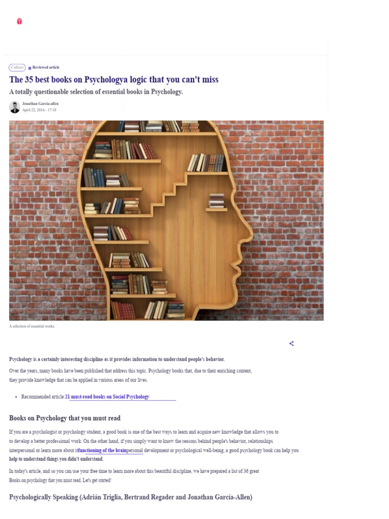 36 Essential Psychology Books to Read | PDF | Psychology | Mind