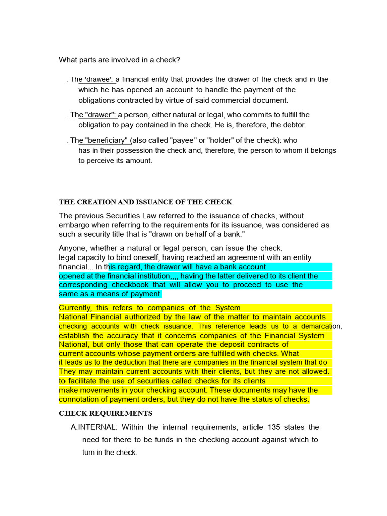 Understanding Check Components and Issuance | PDF | Cheque ...