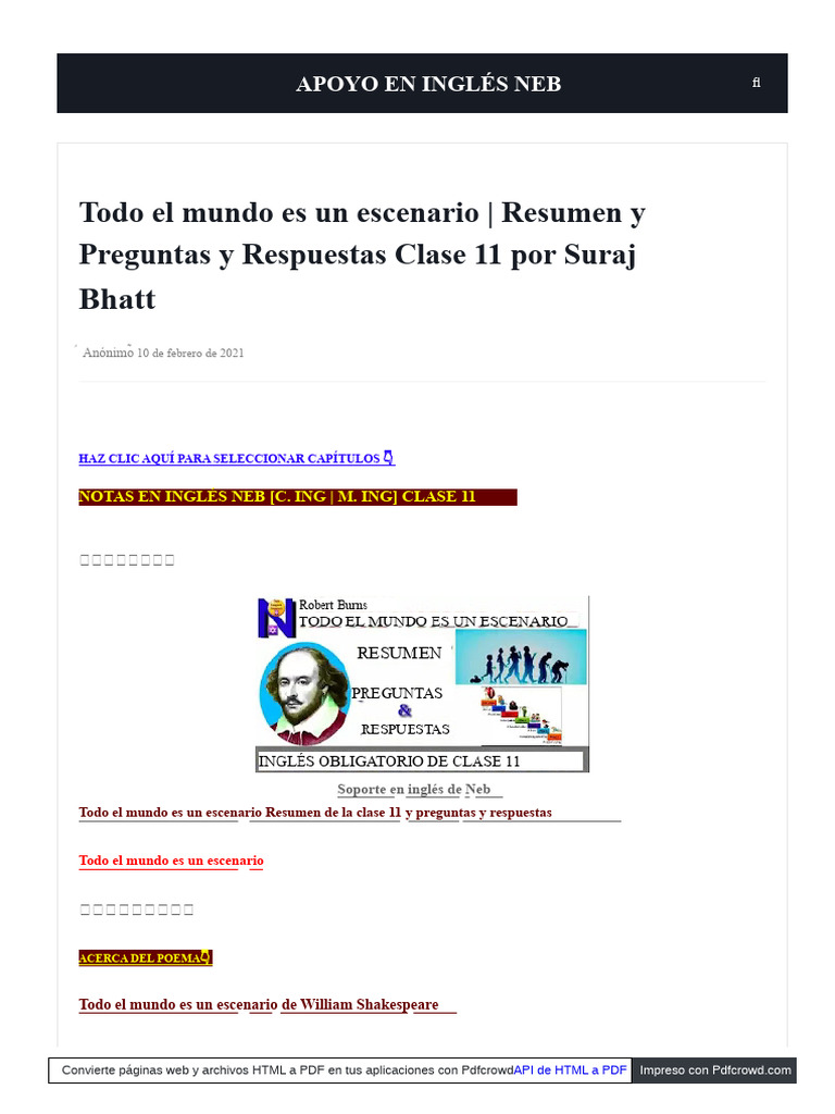 3 Todo El Mundo Es Un Escenario | PDF | Metáfora | William Shakespeare
