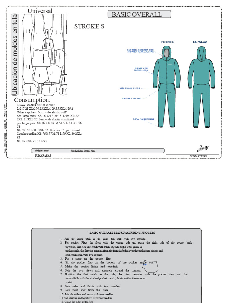 Universal Basic Overall Manufacturing Guide | PDF | Seam (Sewing) | Sewing