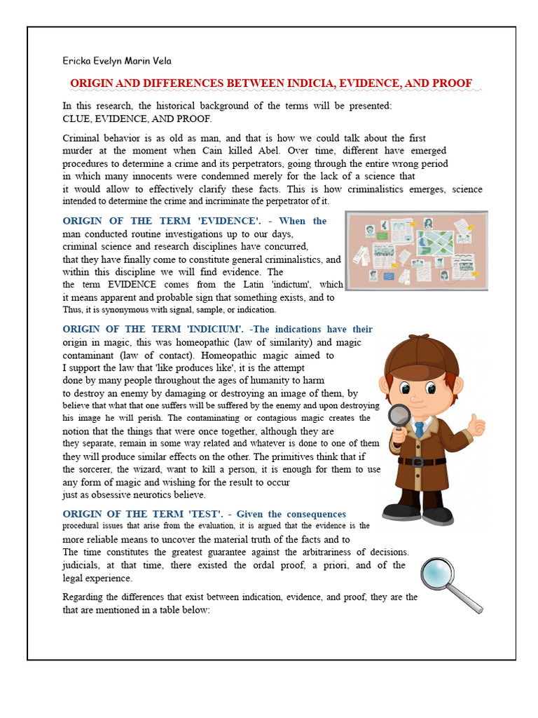 Origin and Difference Between Indication, Evidence, and Proof | PDF ...