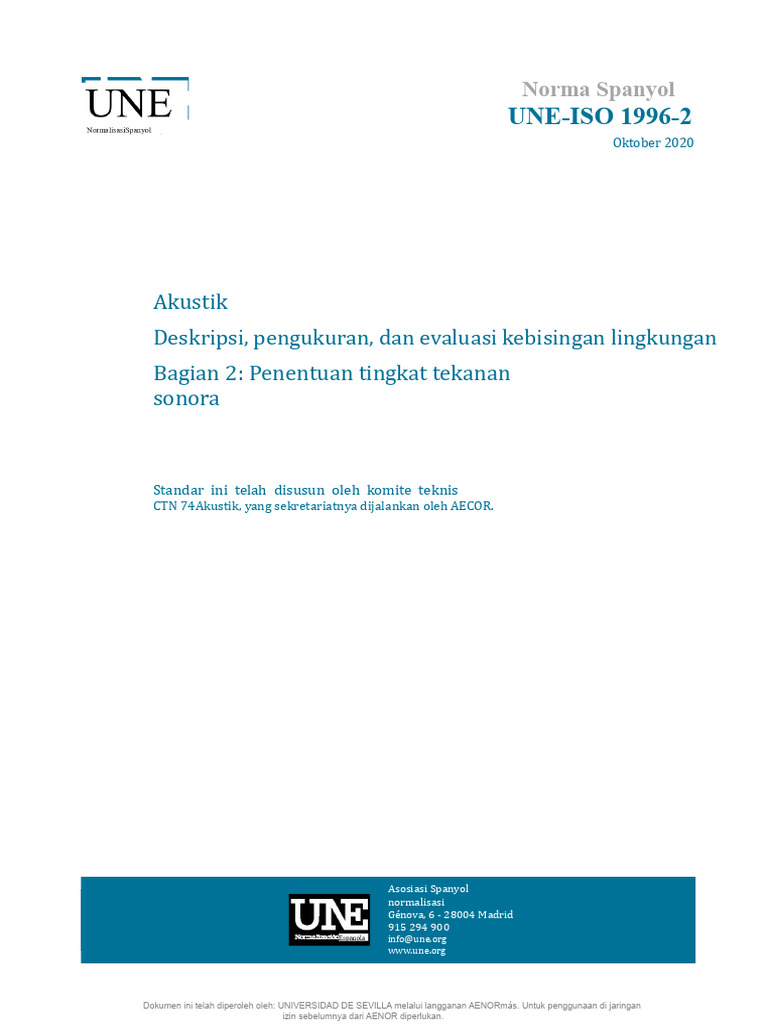 UNE-ISO 1996-2 2020. Akustik. Deskripsi, Pengukuran, Dan Evaluasi ...