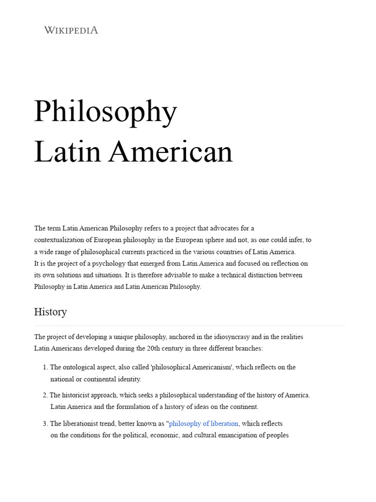 Latin American Philosophy - Wikipedia, The Free Encyclopedia | PDF ...