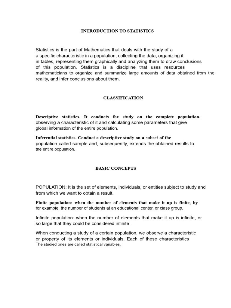 Introduction to Statistics Concepts | PDF | Statistics | Mean