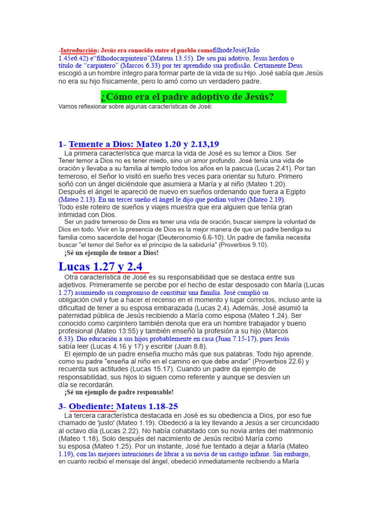 Padre Adoptivo de Jesús | PDF | San José | María, madre de Jesús