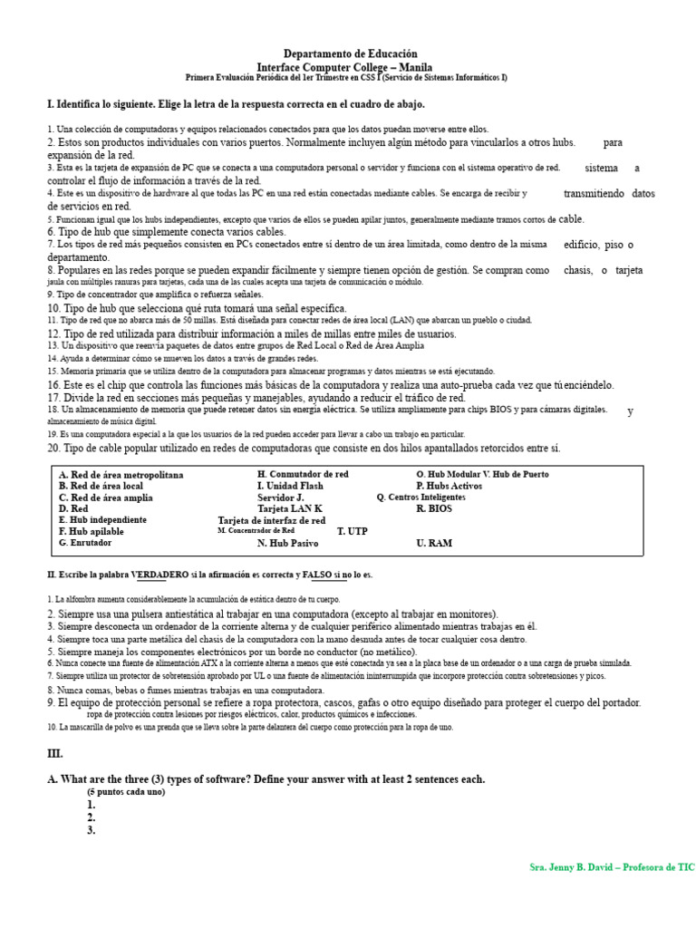 Examen Del Primer Trimestre en CSS I | PDF | Red de computadoras | Red de área amplia