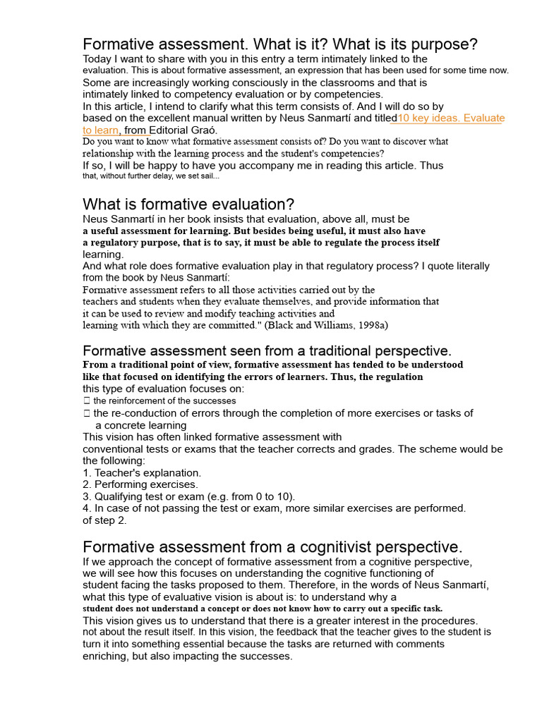 Formative Assessment | PDF | Educational Assessment | Teachers