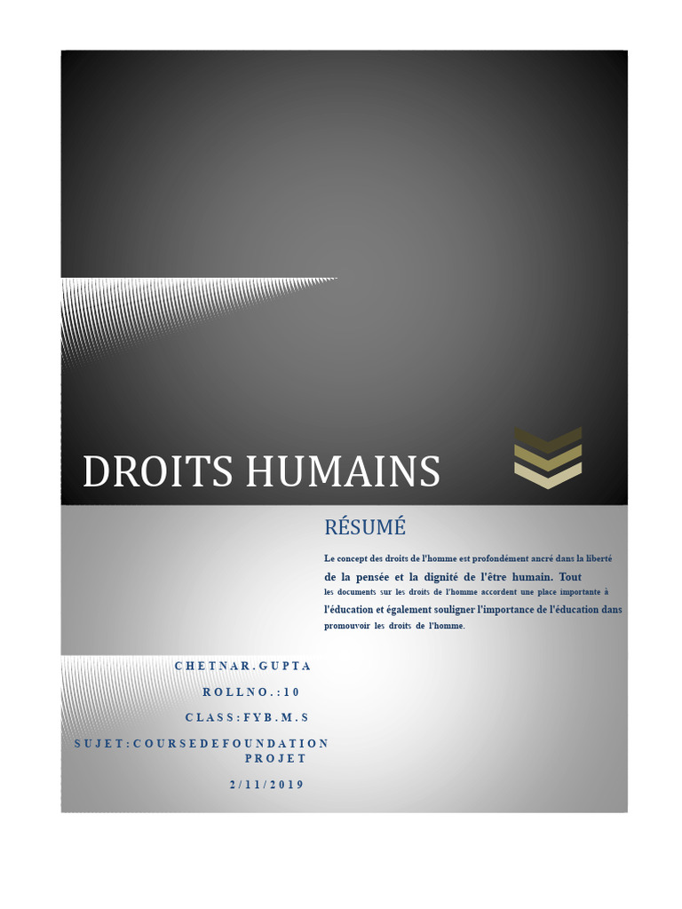 Comprendre les Droits de l'Homme | PDF | Droits de l'homme | Dignité