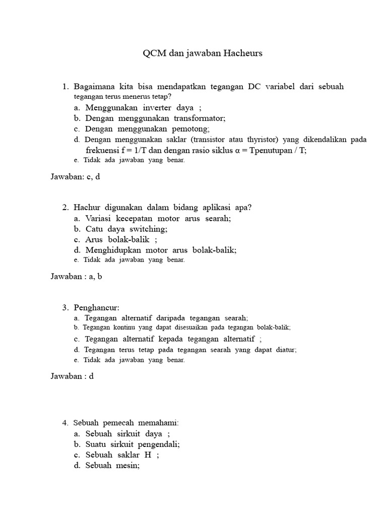 QCM Dan Jawaban Penghancur | PDF