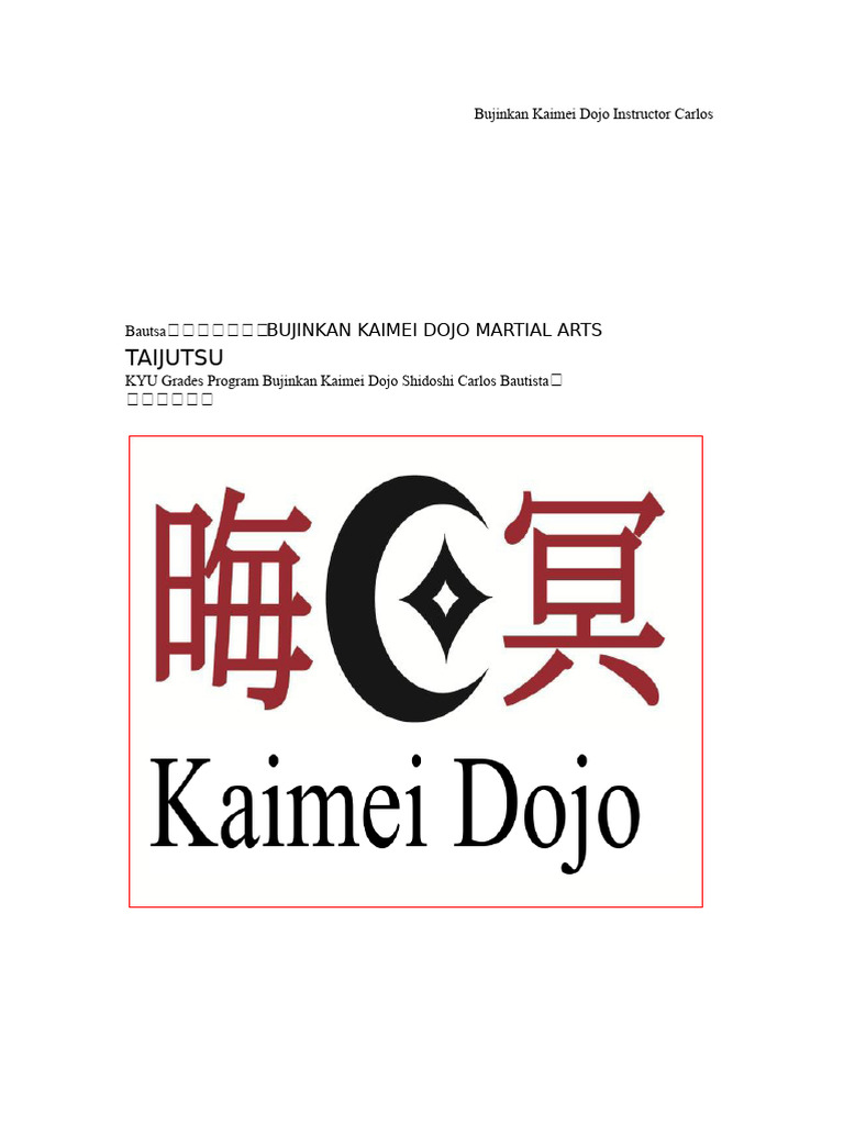 Bujinkan Kaimei Dojo Kyu Grades Overview | PDF | East Asian Martial ...