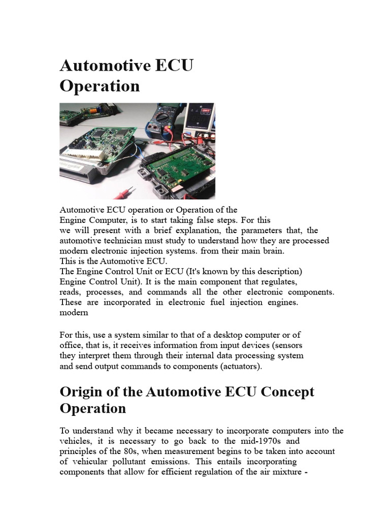 Automotive ECU Operation Explained | PDF | Microcontroller | Computer ...