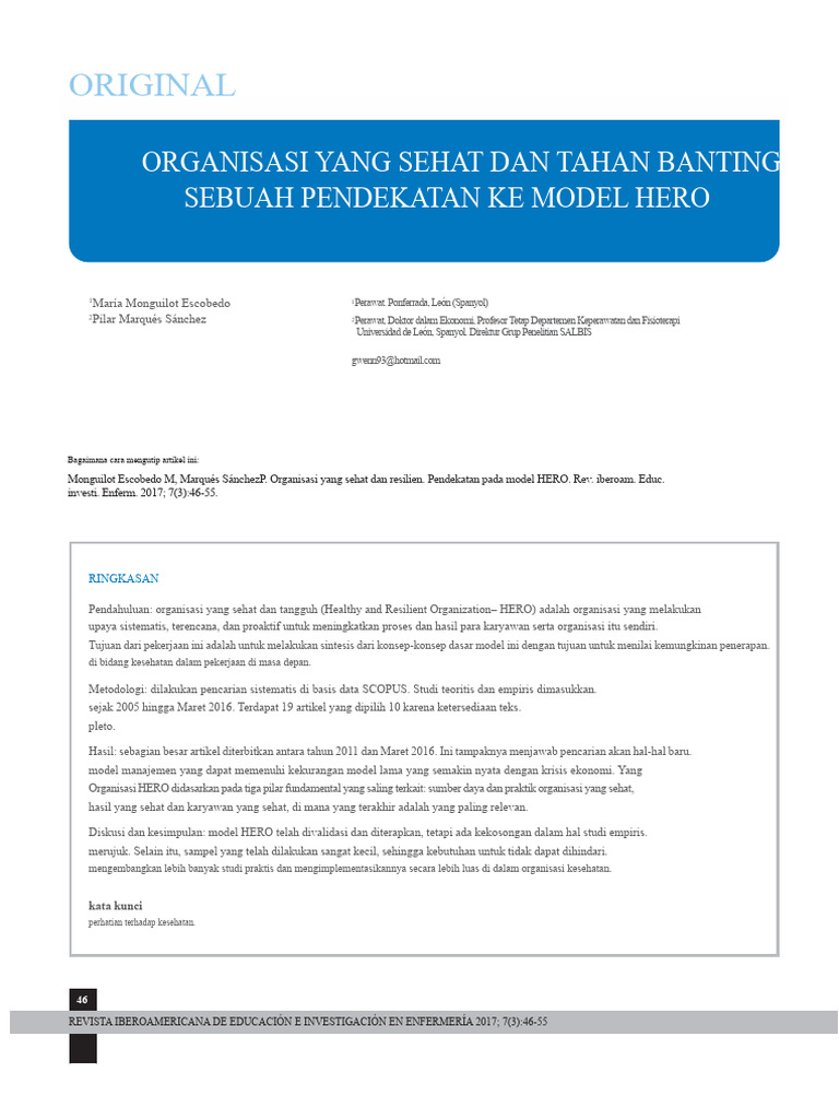 Model HERO untuk Organisasi Sehat | PDF
