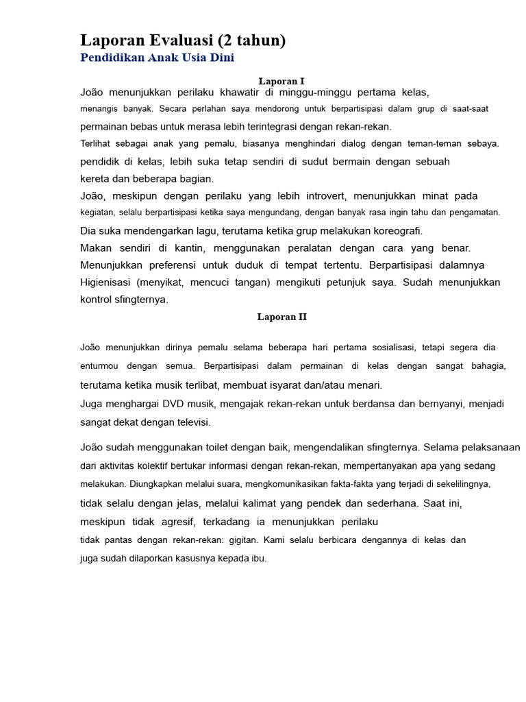 Model Laporan Anak | PDF