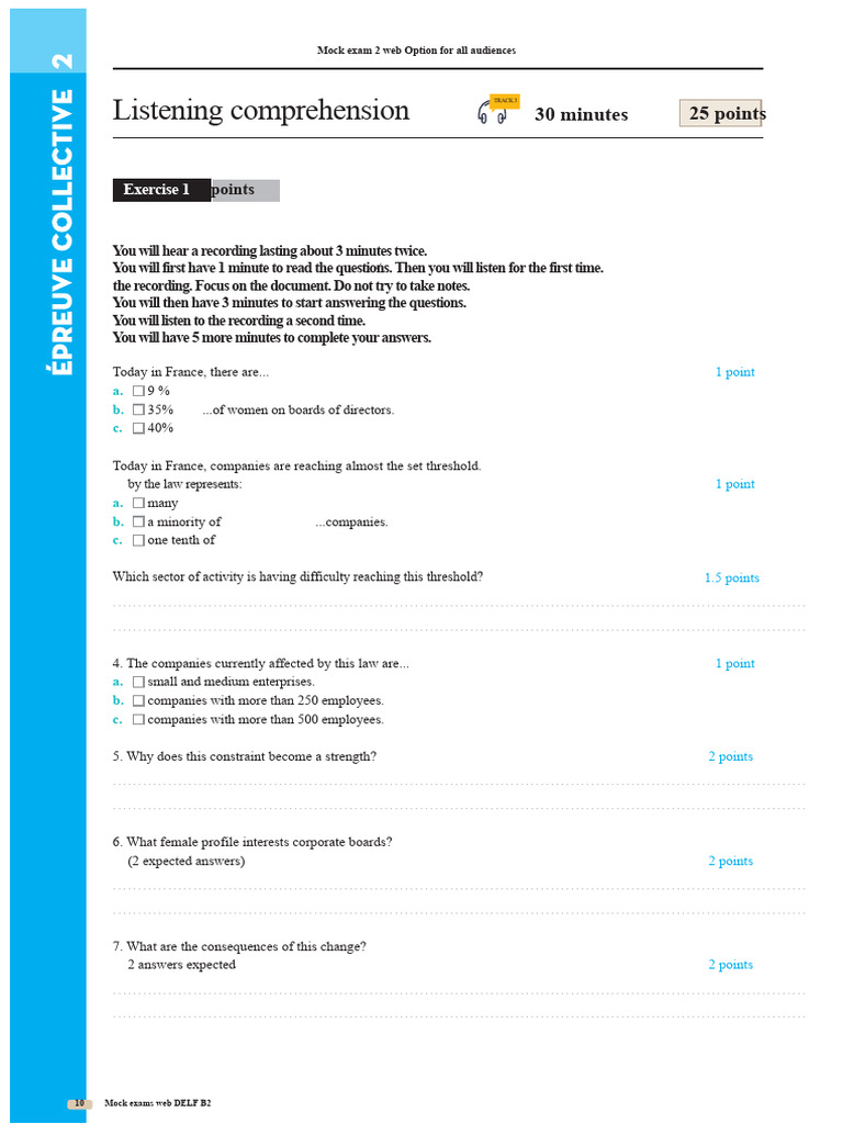 DELF B2 Mock Exam Sample 2 PDF | PDF | Physician