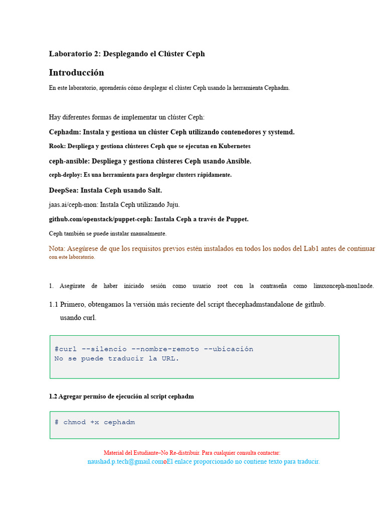 Laboratorio - 2 Desplegando El Clúster Ceph Usando Cephadm | PDF | Grupo de computadoras ...