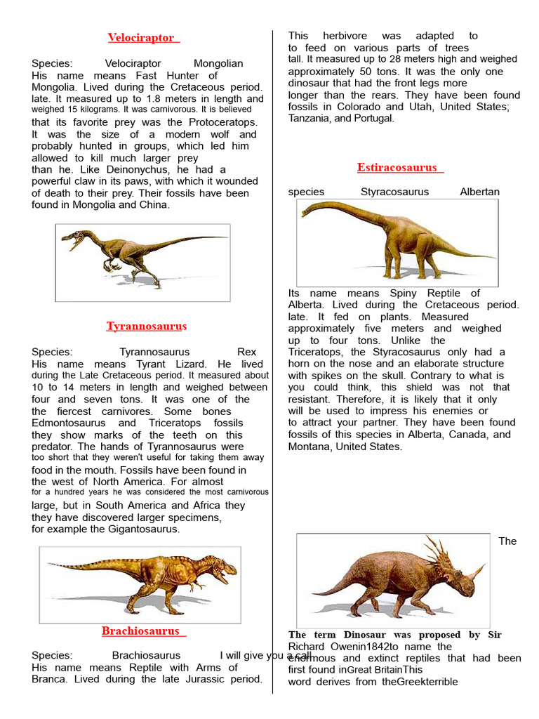 Dinosaurs | PDF | Dinosaurs | Tyrannosaurus