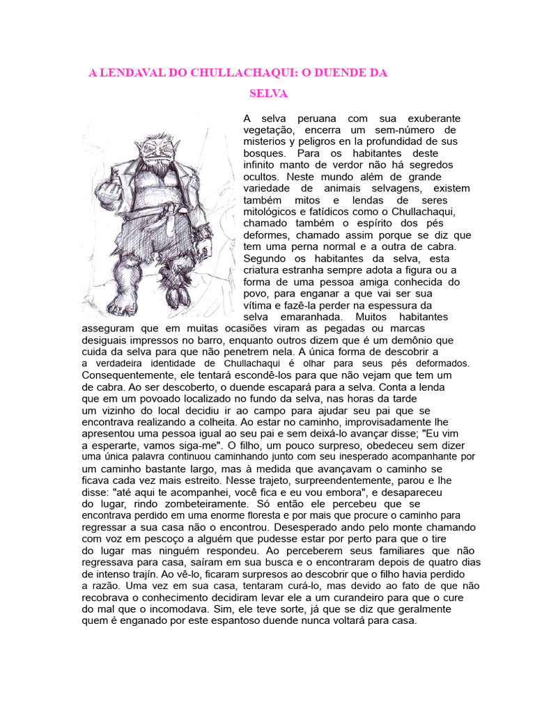 A Lenda do Chullachaqui na Selva | PDF