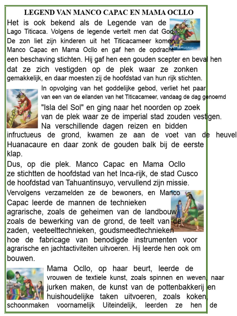 Legende Van Manco Capac en Mama Ocllo | PDF