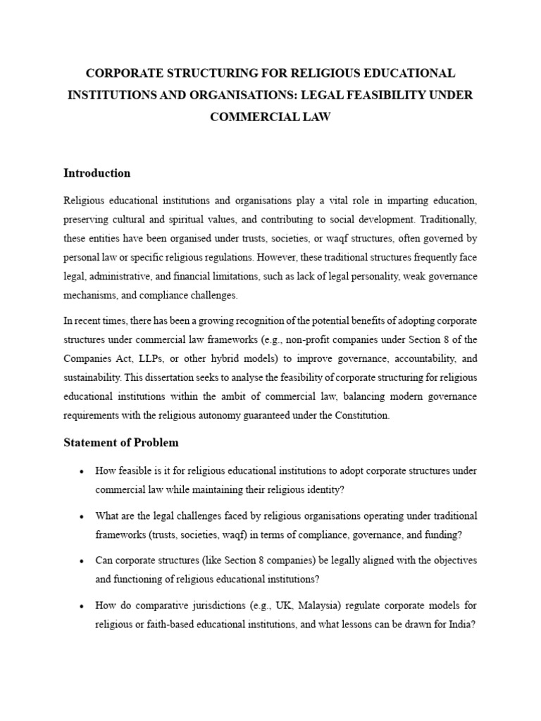 Corporate Structures for Religious Education | PDF | Governance ...