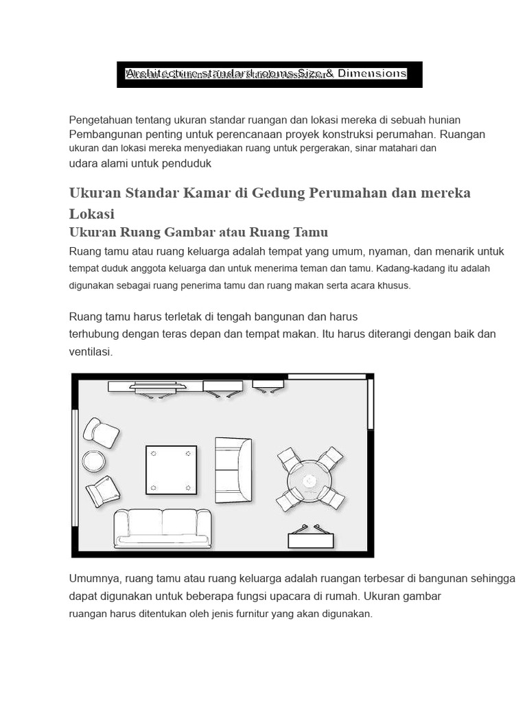 Ukuran Kamar Standar Arsitektur | PDF