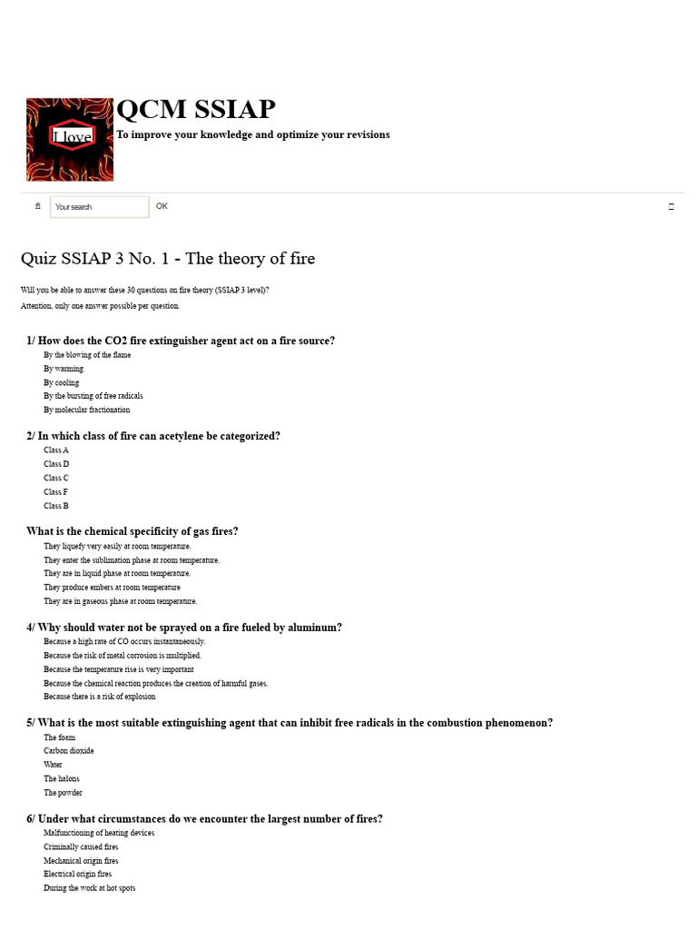 QCM Ssiap | PDF | Combustion | Fires