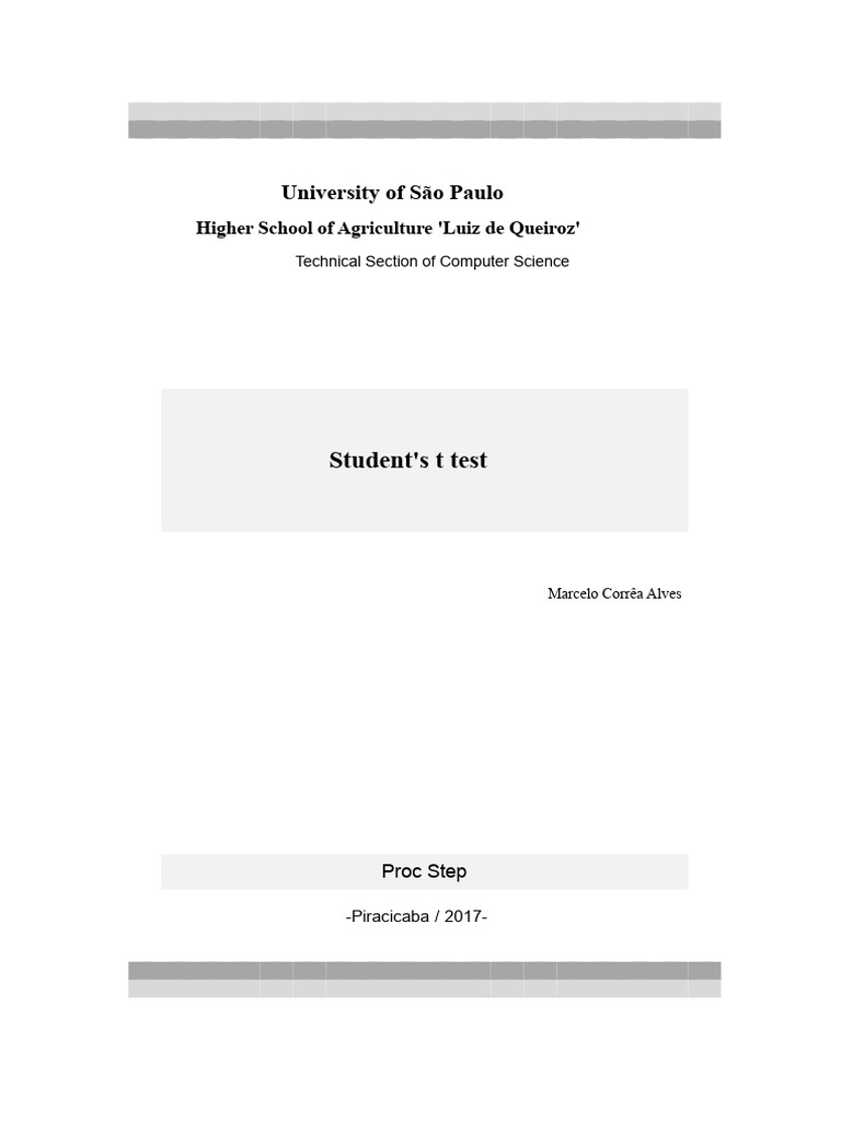 Student's T-Test | PDF | Student's T Test | Statistical Significance