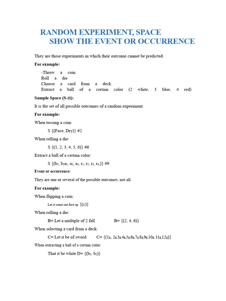 Understanding Random Experiments and Probability | PDF | Probability ...