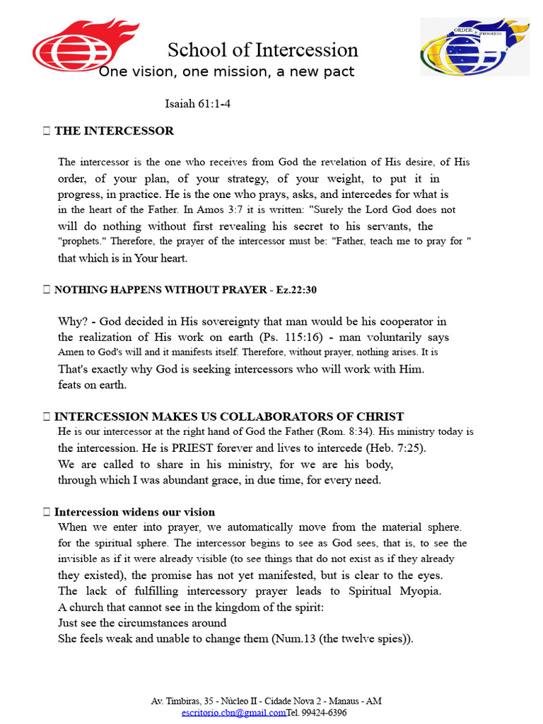 Intercession Handbook For Beginners | PDF | Intercession | Prayer