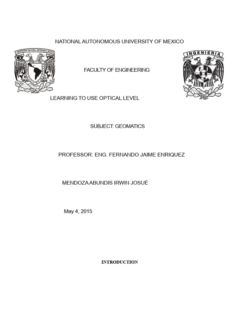 Using Optical Levels in Geomatics | PDF | Optics