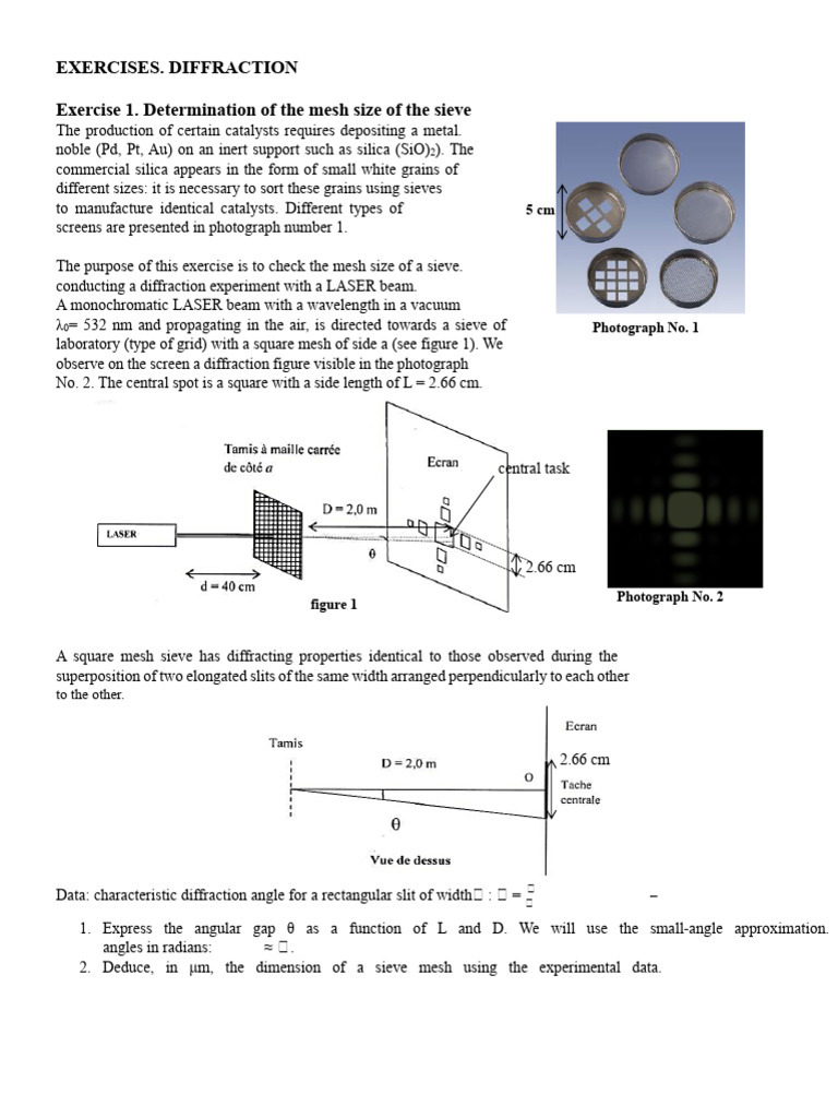 Diffraction Exercises | PDF | Diffraction | Wavelength