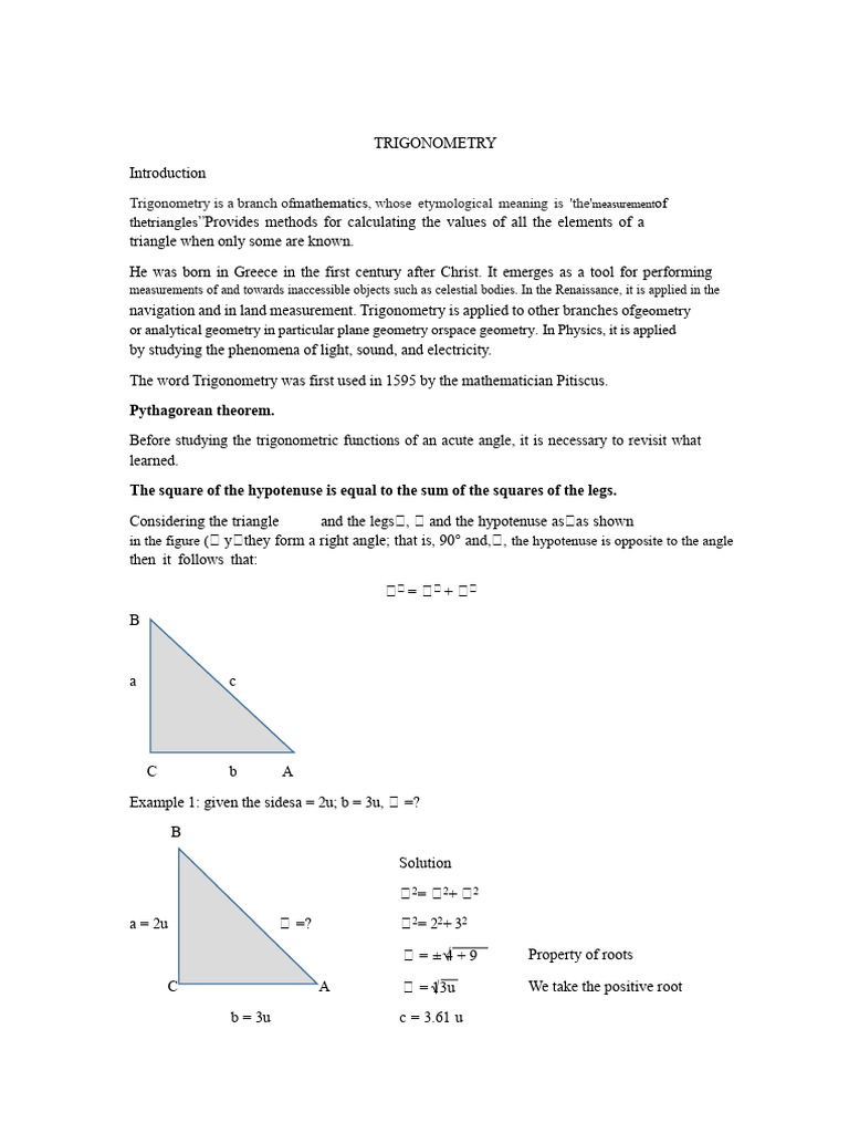 Trigonometry Basics and Applications | PDF | Trigonometry ...