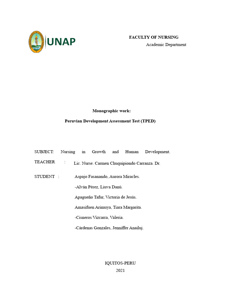 Monographic Work-Peruvian Development Evaluation Test-G1 | PDF | Child ...