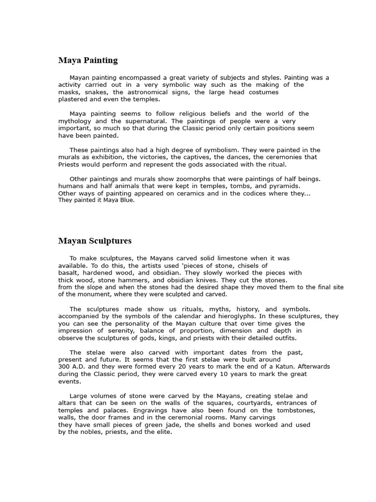 Maya Art: Painting, Sculpture, Architecture | PDF | Maya Civilization ...