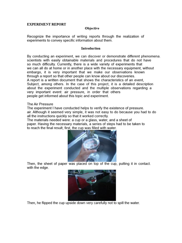 Experiment Report | PDF | Experiment | Pressure
