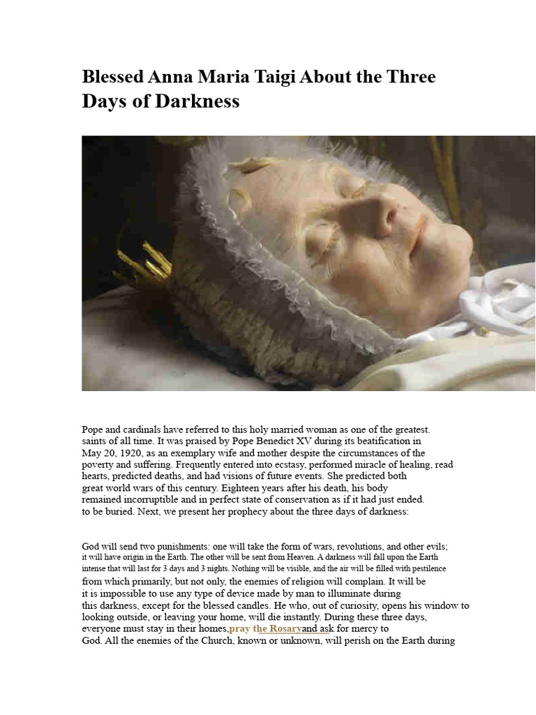 Anna Maria Taigi's Three Days of Darkness | PDF | Moses | Religious ...