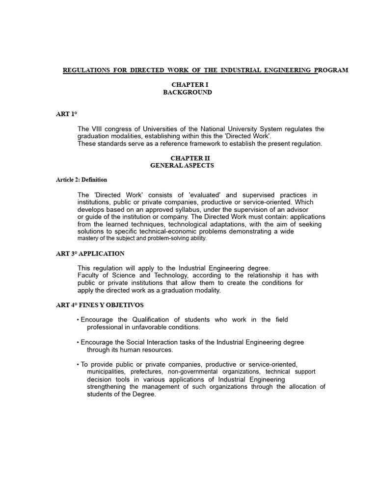 Industrial Engineering Directed Work Regulations | PDF | Thesis ...