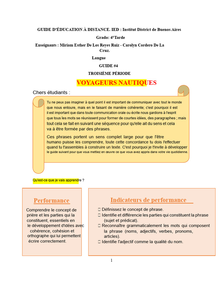 Guide d'éducation à distance : phrases et verbes | PDF | Genre ...