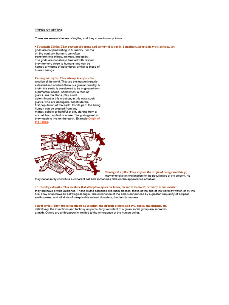 Types of Myths Explained | PDF | Minotaur | Mythology