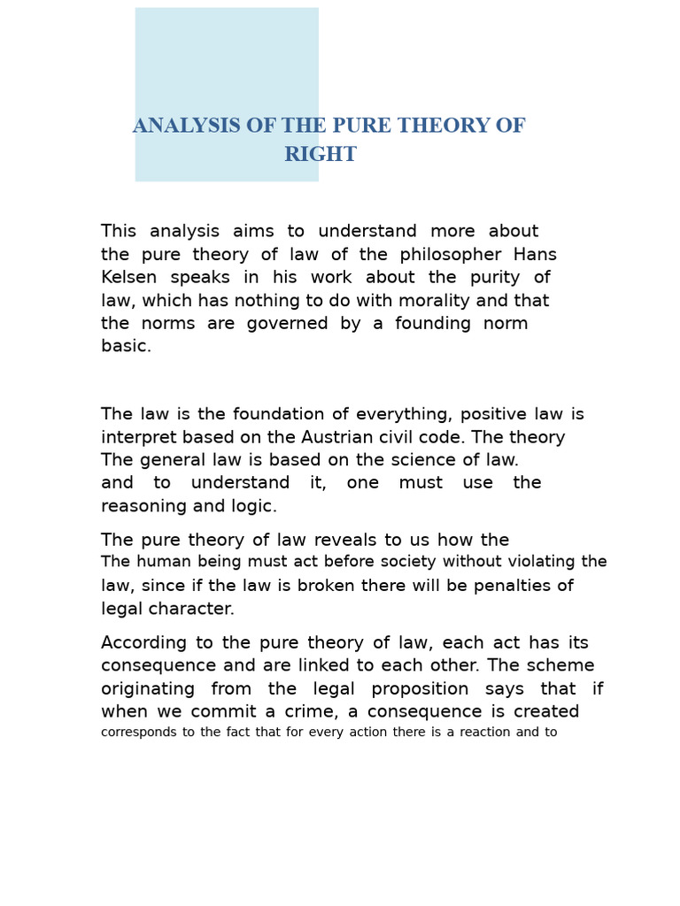 Pure Theory of Law: Kelsen's Analysis | PDF | Jurisprudence | Knowledge