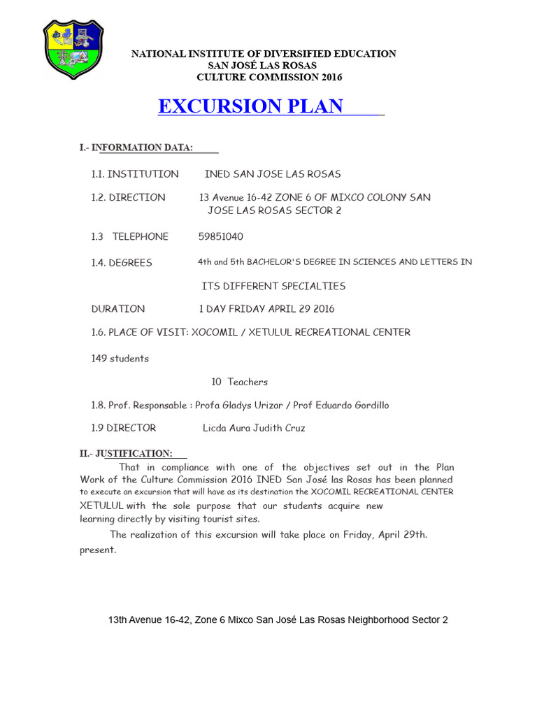 Excursion Plan | PDF
