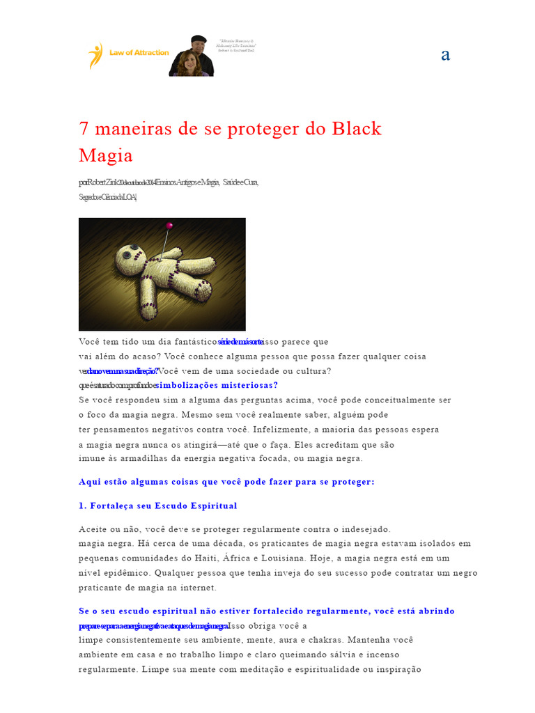 Proteção Eficaz Contra Magia Negra | PDF | Lei da Atração (Novo ...