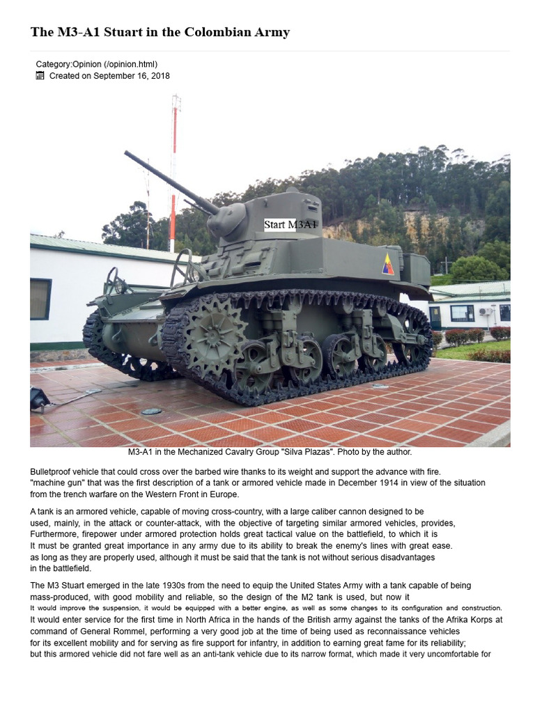 The M3-A1 Stuart in The Colombian Army | PDF | Tanks | Armoured ...