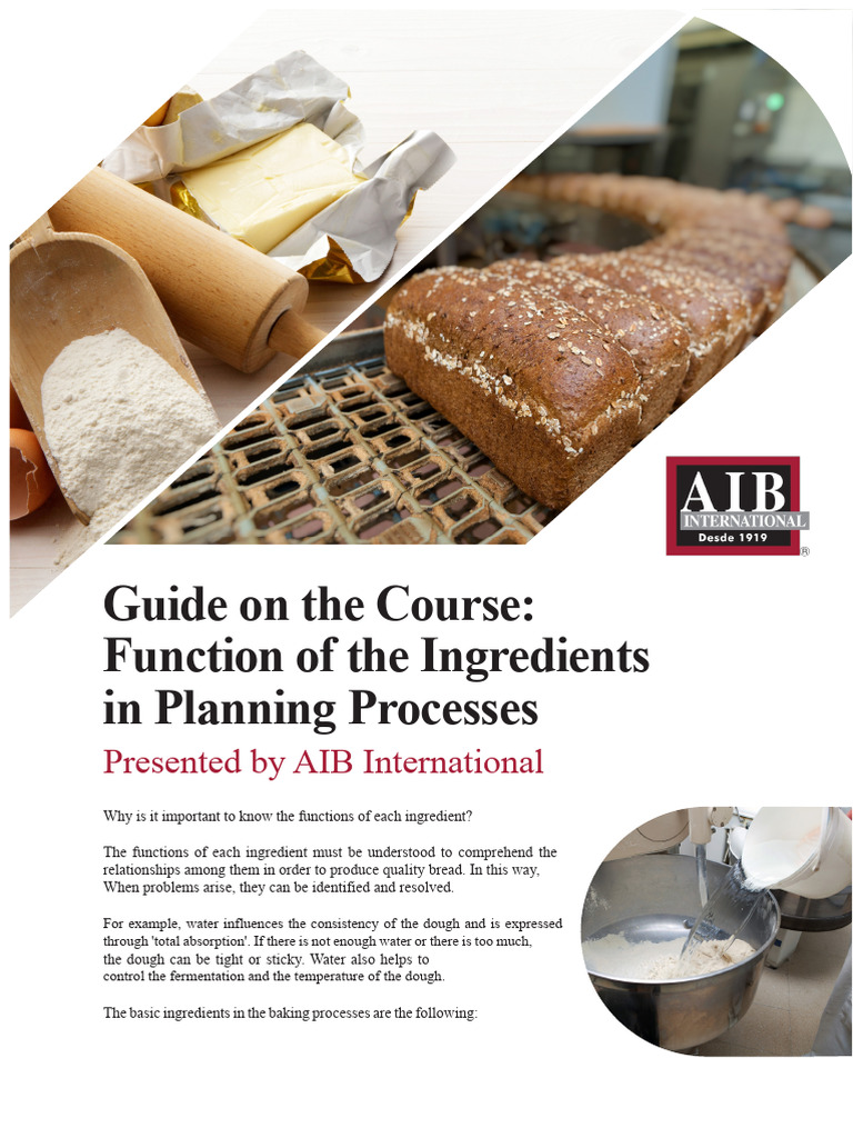 Function of Ingredients in Baking | PDF | Breads | Flour