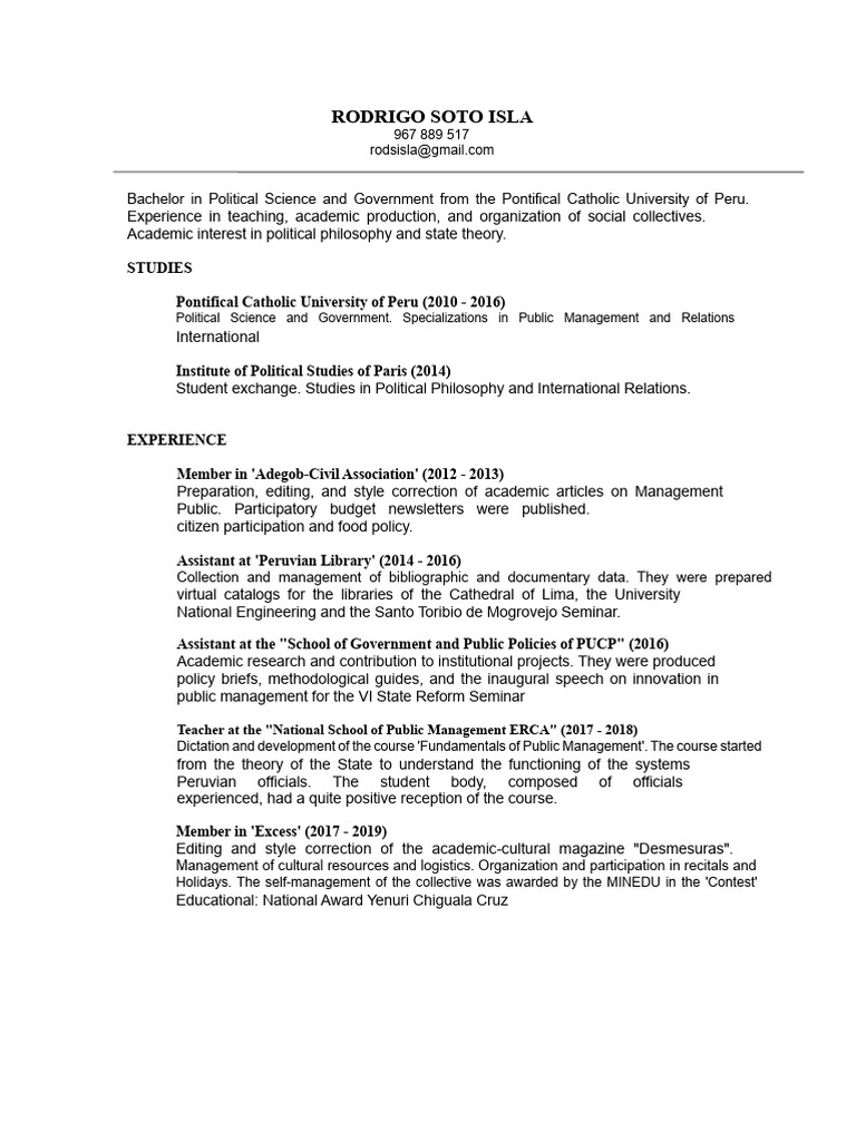 CV - Rodrigo Soto Isla | PDF
