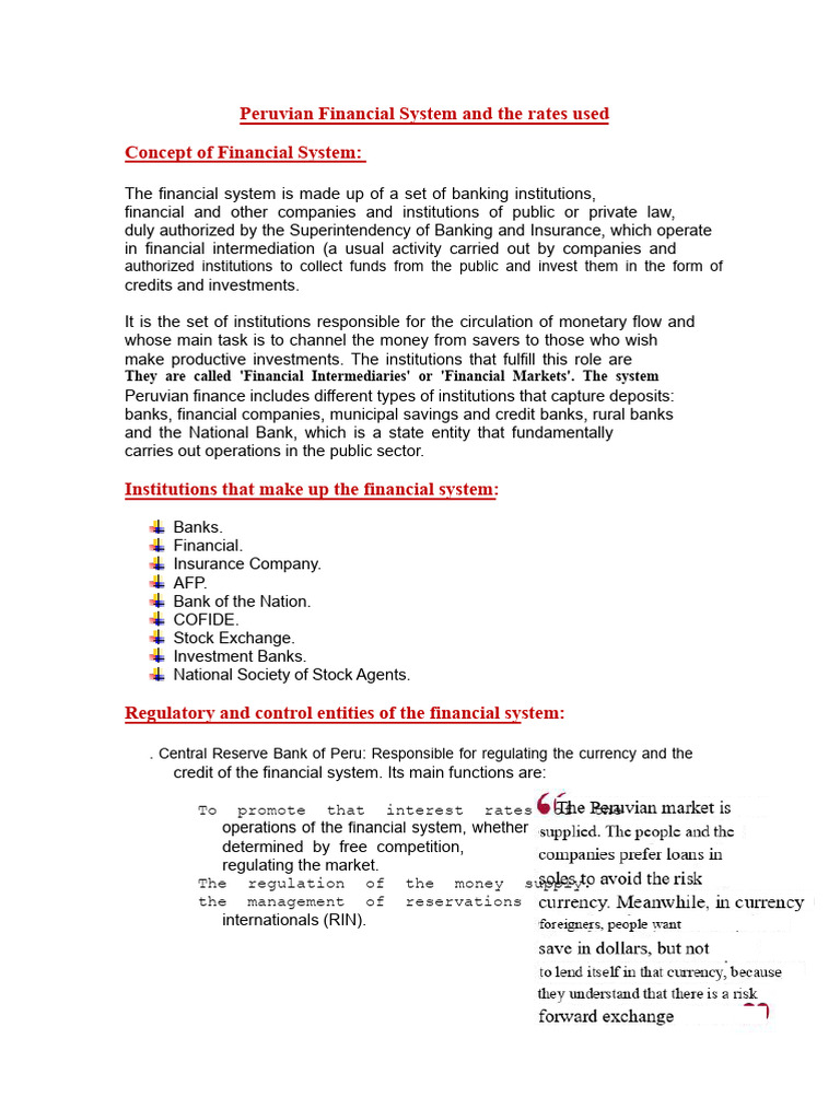 Overview of Peru's Financial System | PDF | Interest | Banks