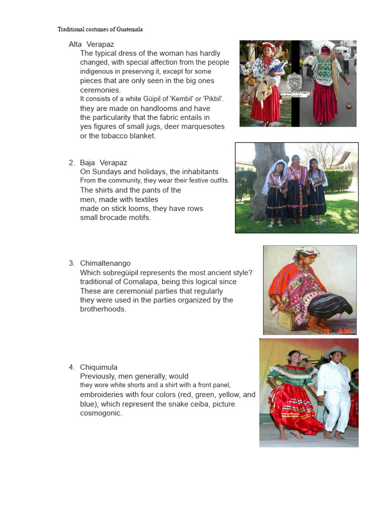 Traditional Costumes of Guatemala | PDF | Dress | Clothing
